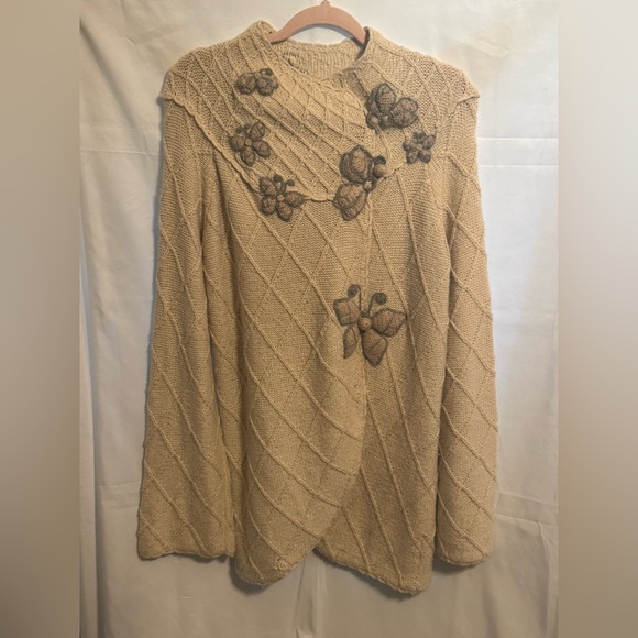 By Anthropologie | Sweaters | Elegant Beige Floral Knit Cardigan | Poshmark